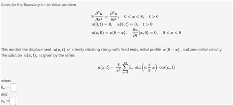 Solved This Models The Displacement U X T Of A Freely Chegg Com