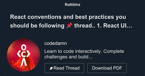 React Conventions And Best Practices You Should Be Following 📌 Thread