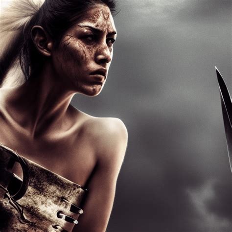 Beautiful And Fierce Warrior Woman In Battle · Creative Fabrica