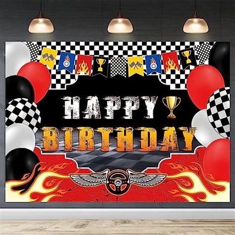 Amazon QIEXI Car Racing Birthday Banner 5x3ft Vinyl Foldable