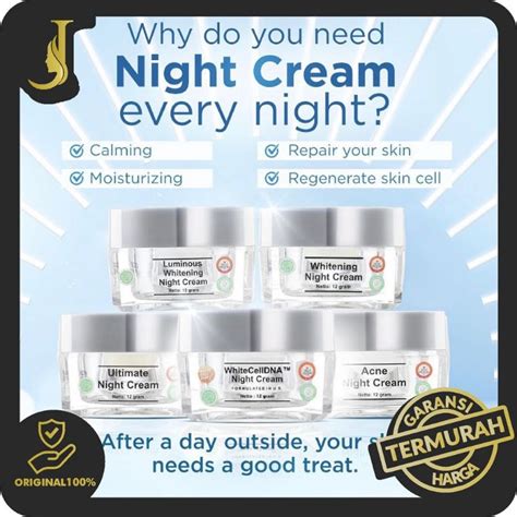 Jual NIGHT CREAM MS GLOW ORIGINAL WHITE CELL DNA WHITENING ACNE