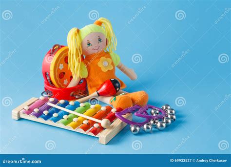 Musical Instruments With Doll Stock Image Image Of Object Isolated