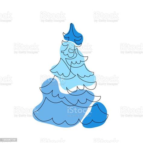 Dessin Abstrait Au Trait Continu De Larbre De Noël Vecteurs Libres De