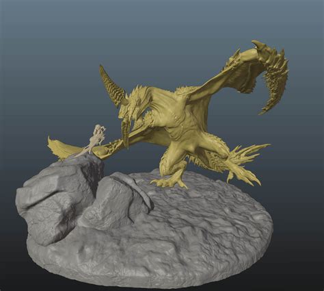 Monster Hunter Wilds Rey Dau Vs Hunter 3d Model By Soulsbornewm