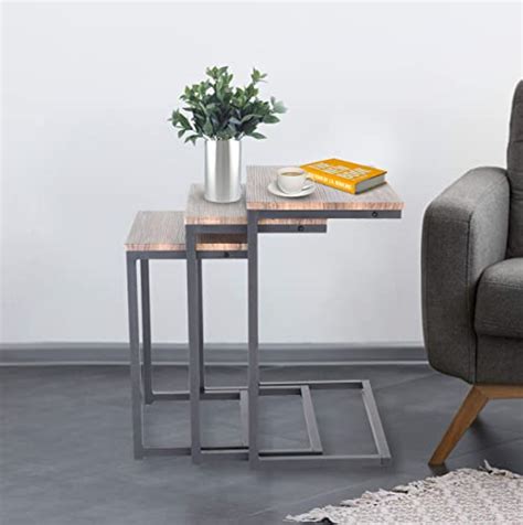 Zenvida Nesting Side End Tables Set Of 3 Modern Rustic Stacking Accent