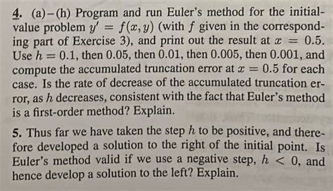 4 A H ﻿program And Run Eulers Method For The