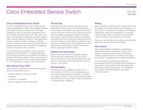 Cisco Embedded Service Switch Oil And Gas Mining At A Glance