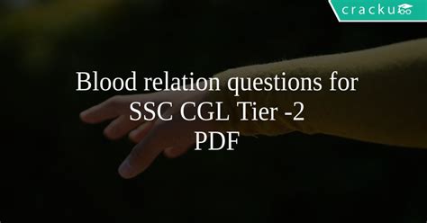 Blood Relation Questions For Ssc Cgl Tier 2 Pdf Cracku