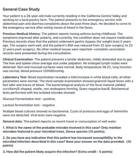 Solved General Case Study Your Patient Is A 28 Year Old Male Chegg