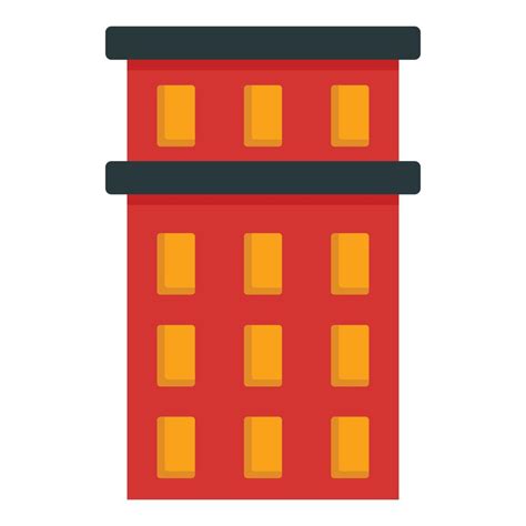 Red Building Icon Flat Style Vector Art At Vecteezy