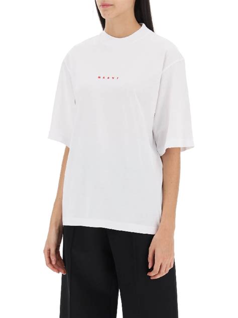마르니marni 스몰 로고 프린팅 코튼 티셔츠 Thje0263p1uscs87 L1w01 Jentestore