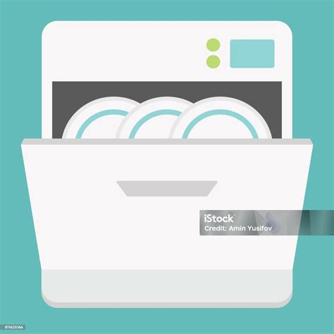 식기 세척기 플랫 아이콘 주방 기기 벡터 그래픽 흰색 배경 Eps 10에는 다채로운 솔리드 패턴 식기세척기에 대한 스톡 벡터