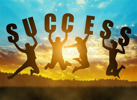 Silhouette Group Of Happy People Jumping At Sunset Stock Image Image