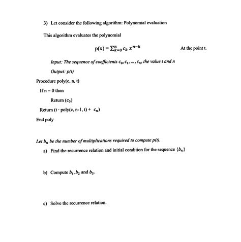 3 Let Consider The Following Algorithm Polynomial