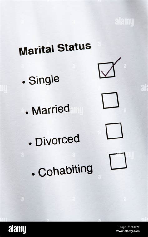 Marital Status Questionnaire Single Ticked Stock Photo Alamy