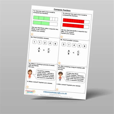 Year 3 Compare Fractions Reasoning And Problem Solving Resource Classroom Secrets