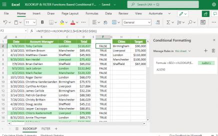 Conditional Formatting Using XLOOKUP And FILTERS Functions In Excel For The Web Data Analytics