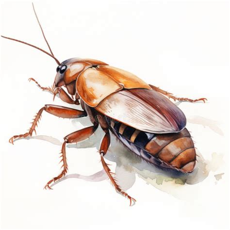 Watercolor Cockroach Illustration With Detailed Character Style Stock