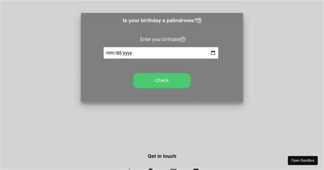 shubhmehra mark13 birthday pallindrome codesandbox codesandbox