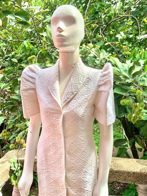 White Inabel Handwoven Filipiniana Dress For Rent On Carousell