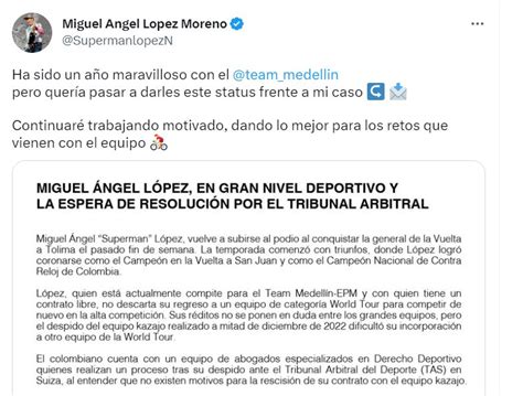 Miguel Ángel López no pierde la esperanza de volver a Europa espera decisión del TAS contra el
