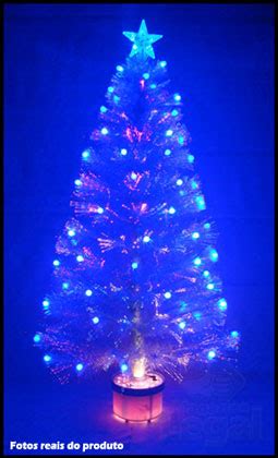 Árvore de Natal 90 cm Fibra Ótica Galhos Brancos c Leds Azuis Arvores