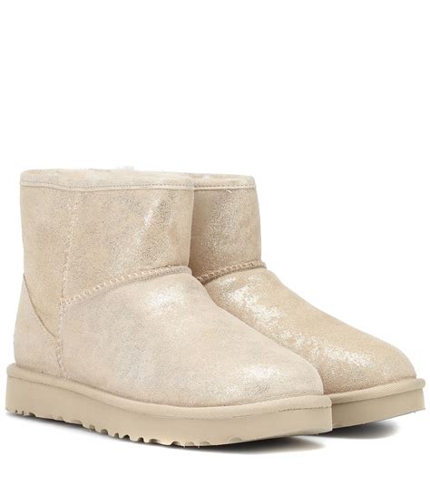 Ugg Leather Classic Mini Ii Stardust Boots In Gold Metallic Lyst