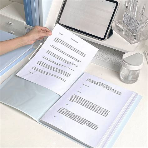 투명 삽입 루즈 리프 오피스 문서 거치대 A4 용지 폴더 핸드 헬드 파일 폴더 오르간 정리함 보관 거치대 파일링 제품