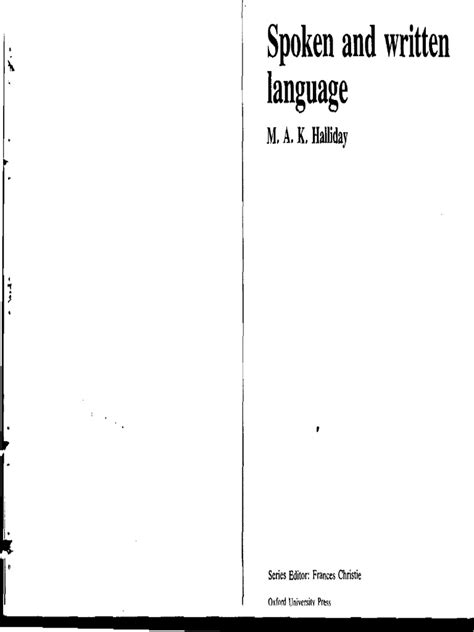 M A K Halliday Spoken And Written Language Pdf Pdf