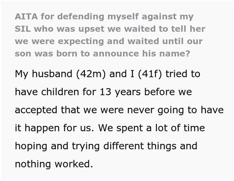 SIL Desperately Wants To Insert Herself Into Couples Pregnancy Rudely Says She Feels Cut Out