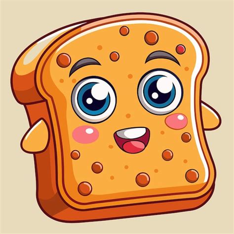 Un Dibujo De Dibujos Animados De Un Pedazo De Pan Con Una Cara Feliz