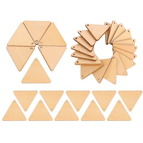 100 Pcs Cutouts Dowels Perforated Triangular Wood Trim 3x3cm