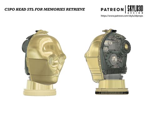 C3PO Memories Retrieve Head Life Size STL 3D Model 3D Printable CGTrader