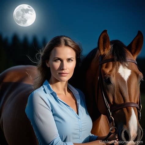 Woman Riding Horse On The Moon Stable Diffusion Online