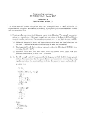 Theoretical Foundations David Eskey Programming Language Studocu