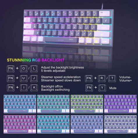 Magegee Magegee Ts91 60 Compact Wired Keyboard Violet 61 Keys Rgb