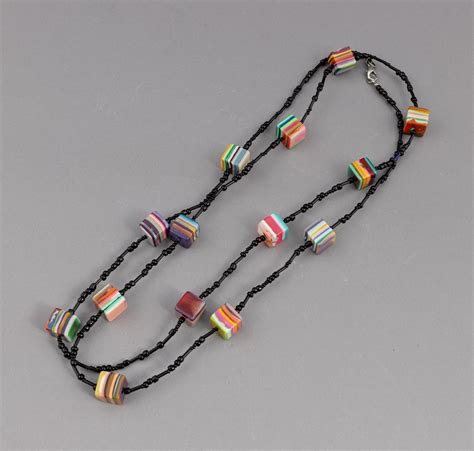At Auction Vintage Jackie Brazil Resin Necklace Liquorice Cubes