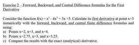 Solved Exercise 2 Forward Backward And Central