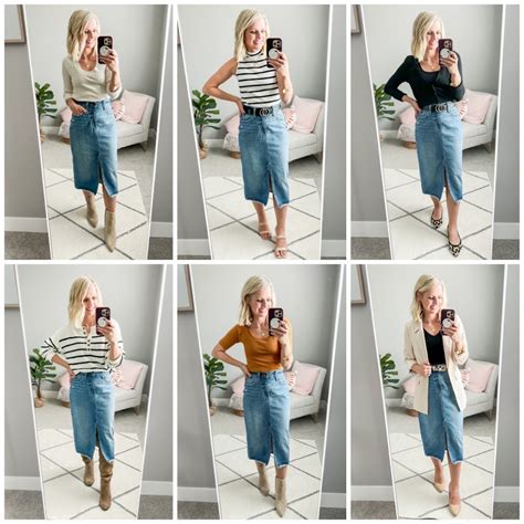 Trends To Try 6 Denim Midi Skirt Outfits For Fall Thrifty Wife Happy
