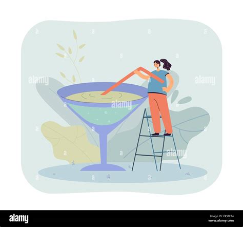 Woman Drinking Cocktail From Martini Stock Vector Images Alamy