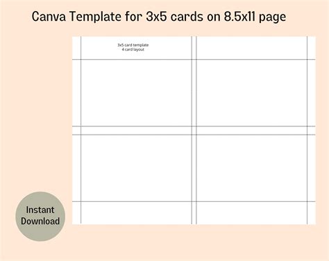 Canva Template For 3x5 Cards Index Card Template Recipe Card Jot Card Template Printable
