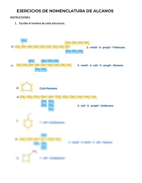 SOLUTION Ejercicios De Nomenclatura De Alcanos Studypool