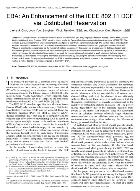 Pdf Eba An Enhancement Of The Ieee 80211 Dcf Via Distributed