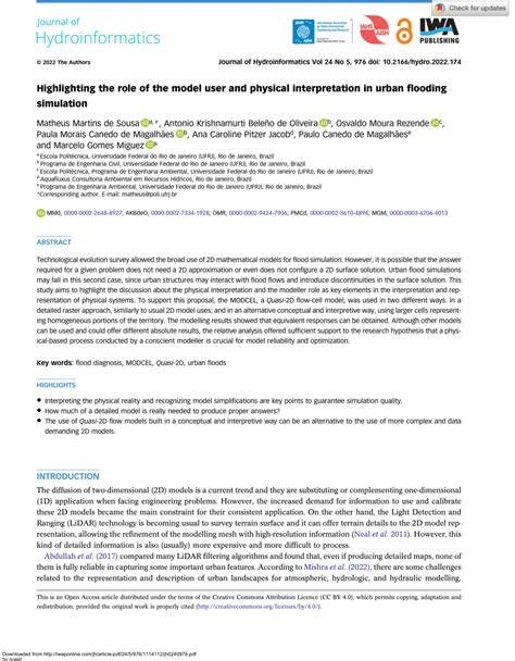 Pdf Highlighting The Role Of The Model User And Physical Interpretation In Urban Flooding