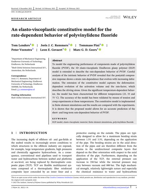Pdf An Elasto‐viscoplastic Constitutive Model For The Rate‐dependent Behavior Of