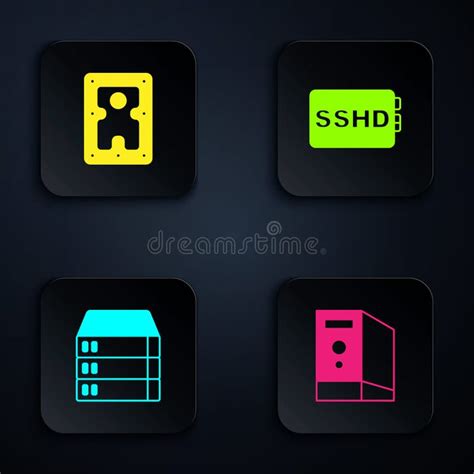 Set Case Of Computer Hard Disk Drive Hdd Server Data Web Hosting