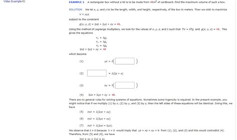 Solved Video Examples Example A Rectangular Box Without A Chegg