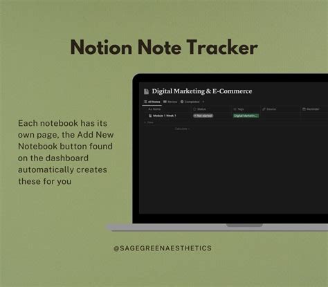Notion Note Tracker Template Etsy