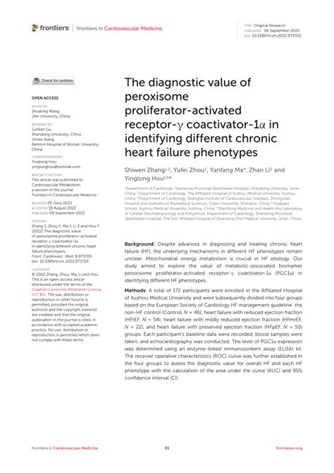Pdf The Diagnostic Value Of Peroxisome Proliferator Activated