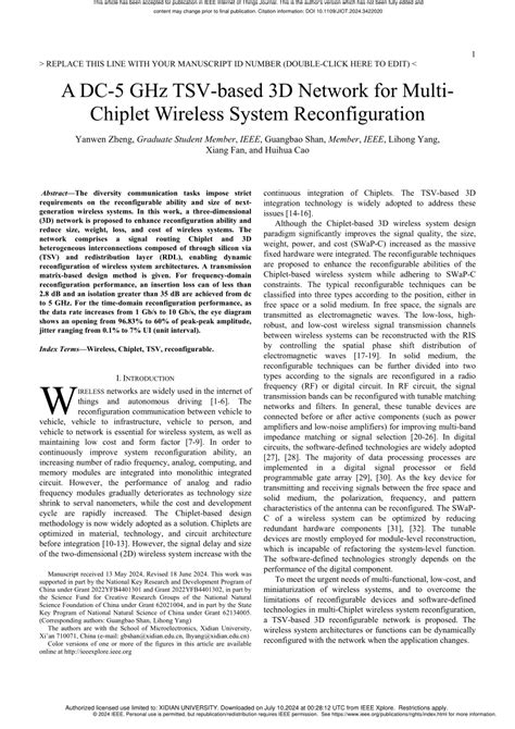 Pdf A Dc 5 Ghz Tsv Based 3d Network For Multi Chiplet Wireless System
